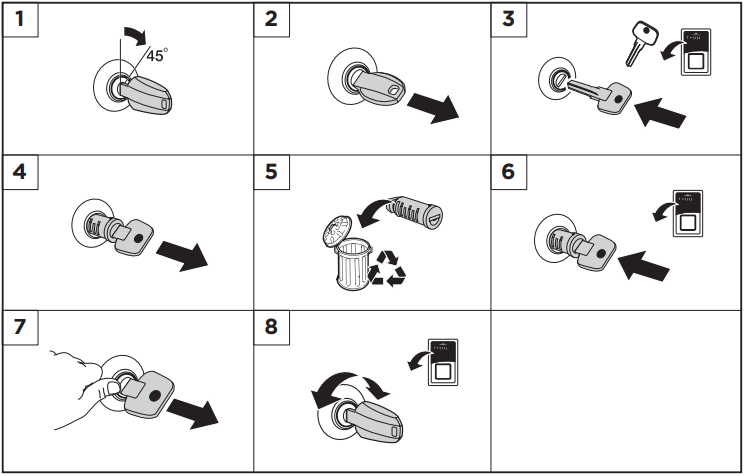 How do I replace or insert new Thule One Key lock cylinders?